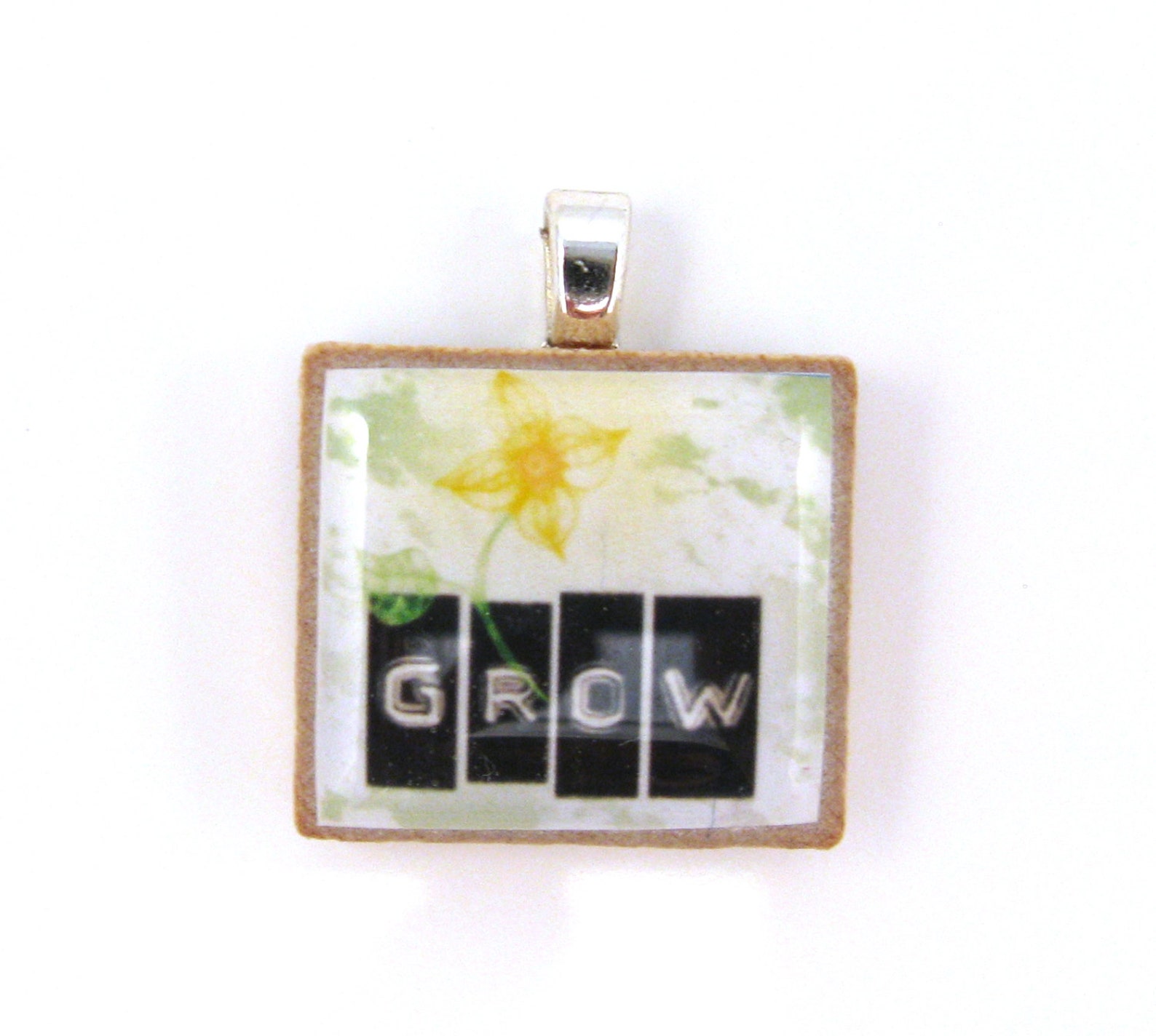 Grow Scrabble Tile Pendant Label Maker Design With Daffodil | Etsy
