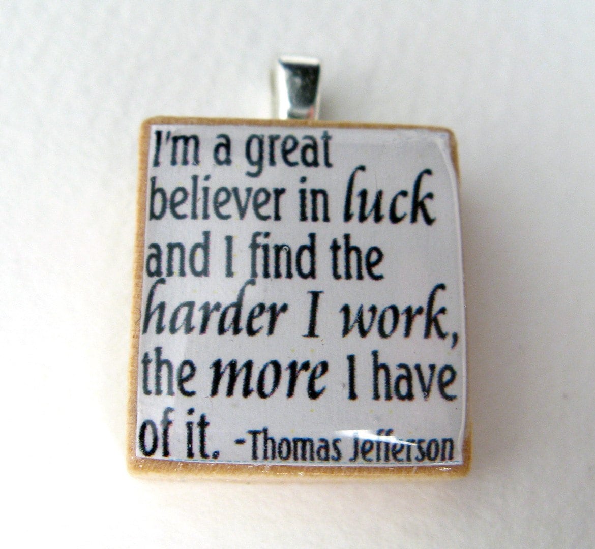 Thomas Jefferson Quote Luck and Hard Work White Scrabble - Etsy