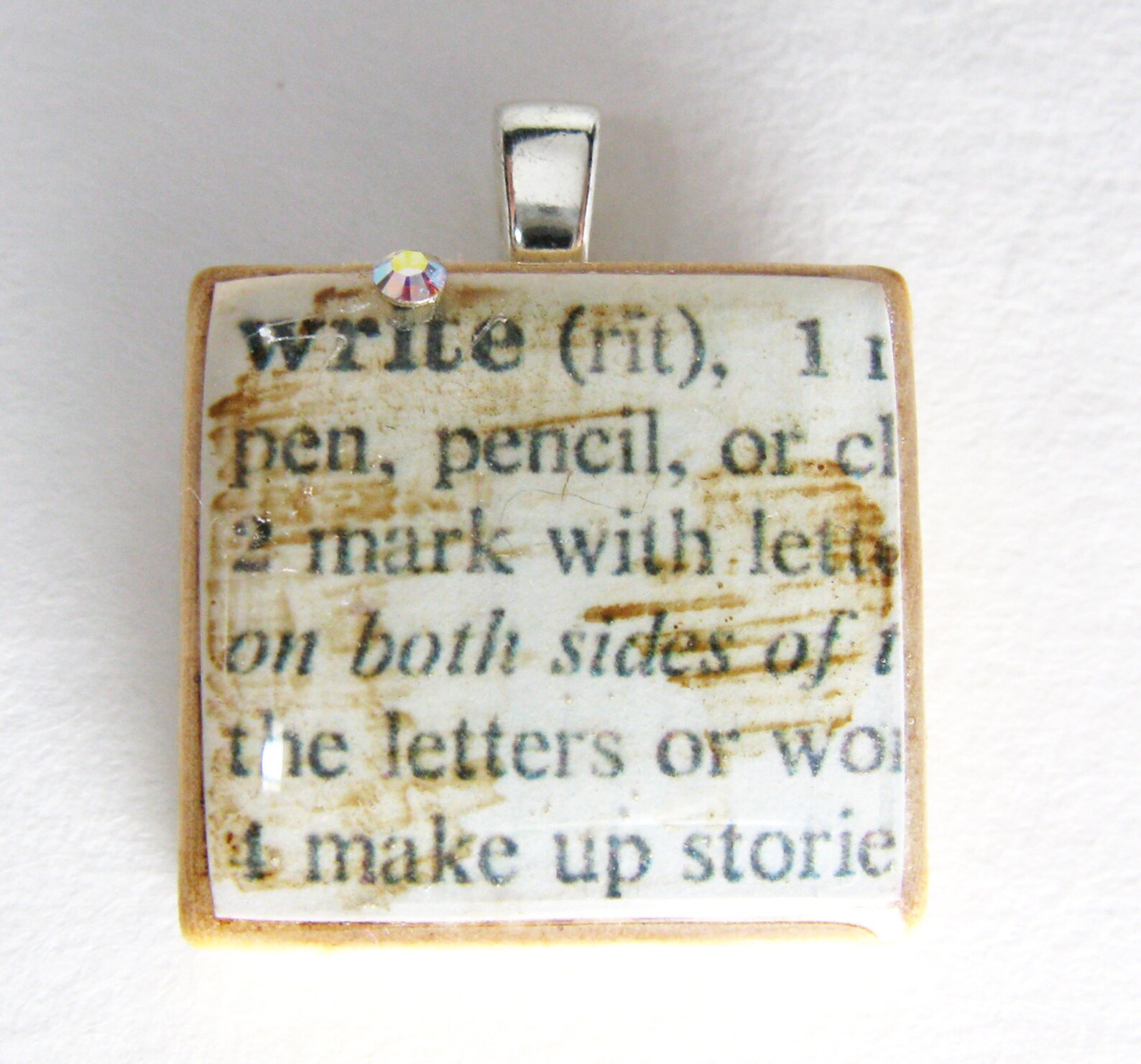 Write Vintage Dictionary Scrabble Tile With Swarovski - Etsy