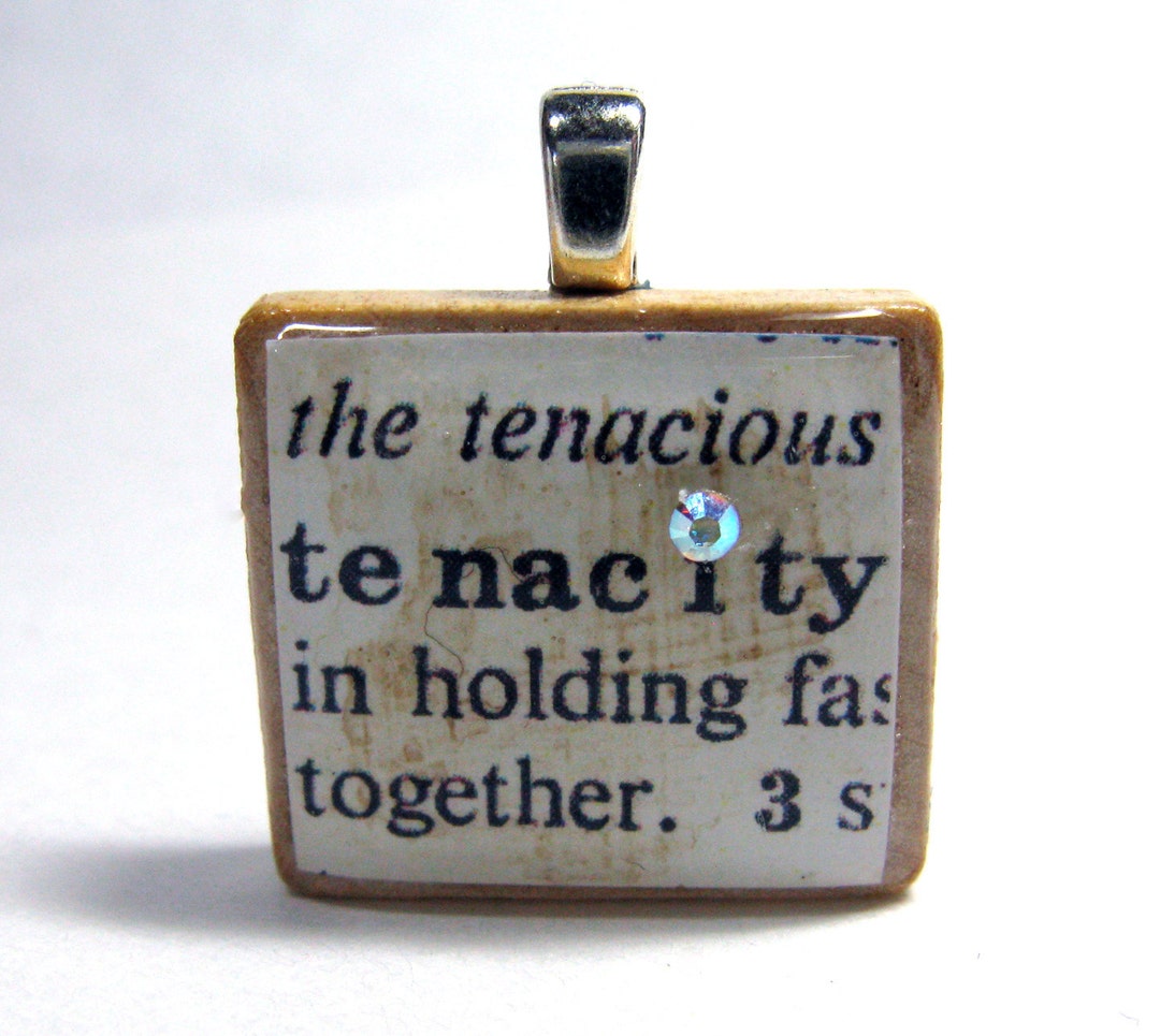 Tenacity - Vintage Dictionary Scrabble Tile Pendant With Swarovski ...