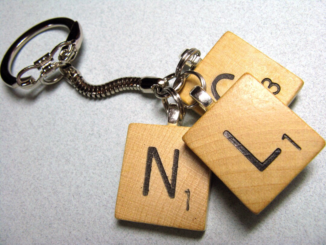 Scrabble Tile Keychain With 3 Initials - Great Personalized Gift - Etsy