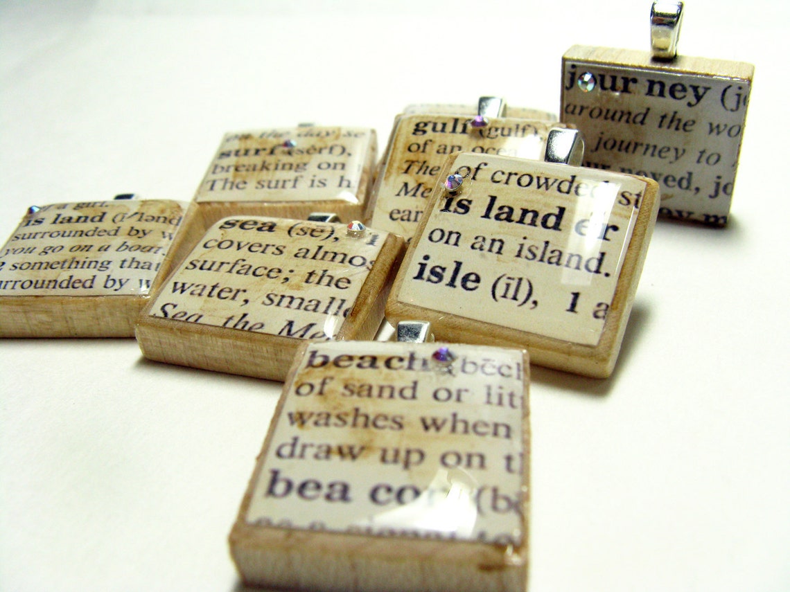 Gulf - Vintage Dictionary Scrabble Tile With Swarovski Crystal - Etsy