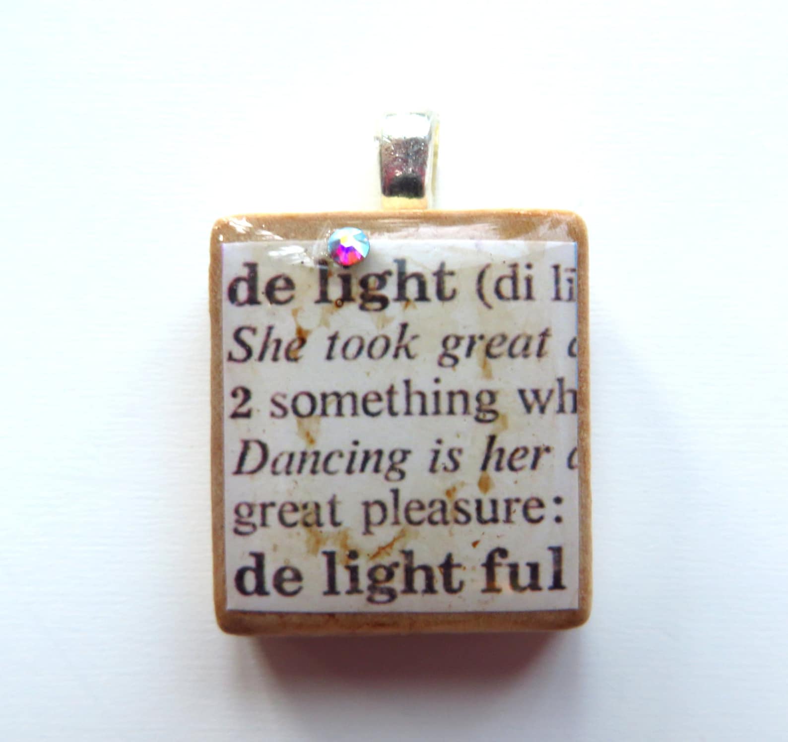 Delight Vintage Dictionary Scrabble Tile Pendant With Swarovski Crystal ...