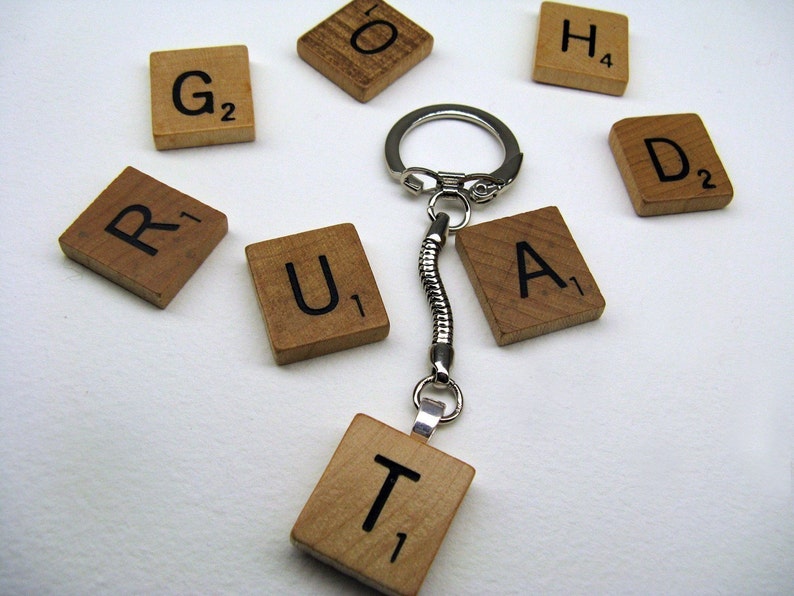 Scrabble Tile Keychain With Two Initials - Great Personalized Gift - Etsy