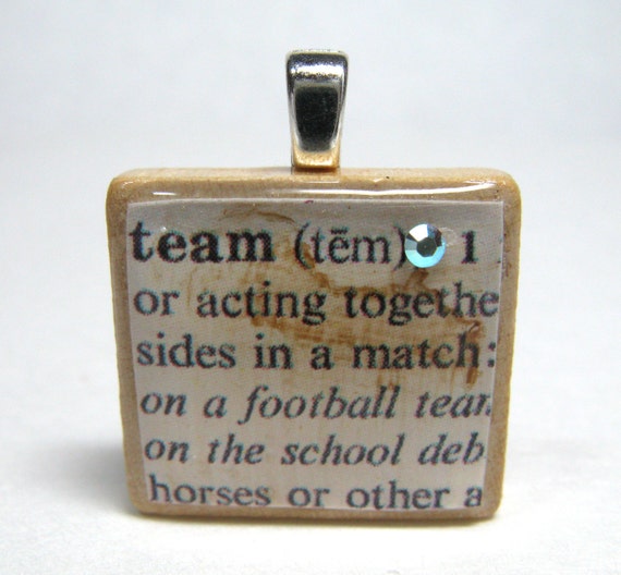 Team Vintage Dictionary Scrabble Tile With Swarovski Crystal | Etsy