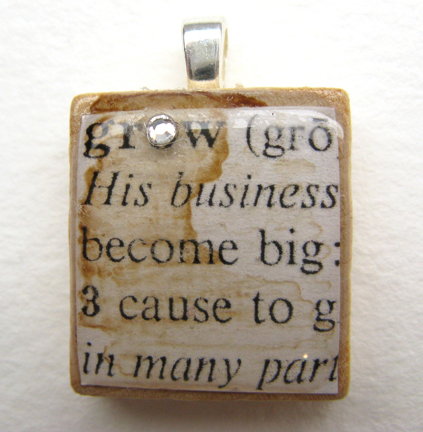 Grow Vintage Dictionary Scrabble Tile With Swarovski Crystal - Etsy