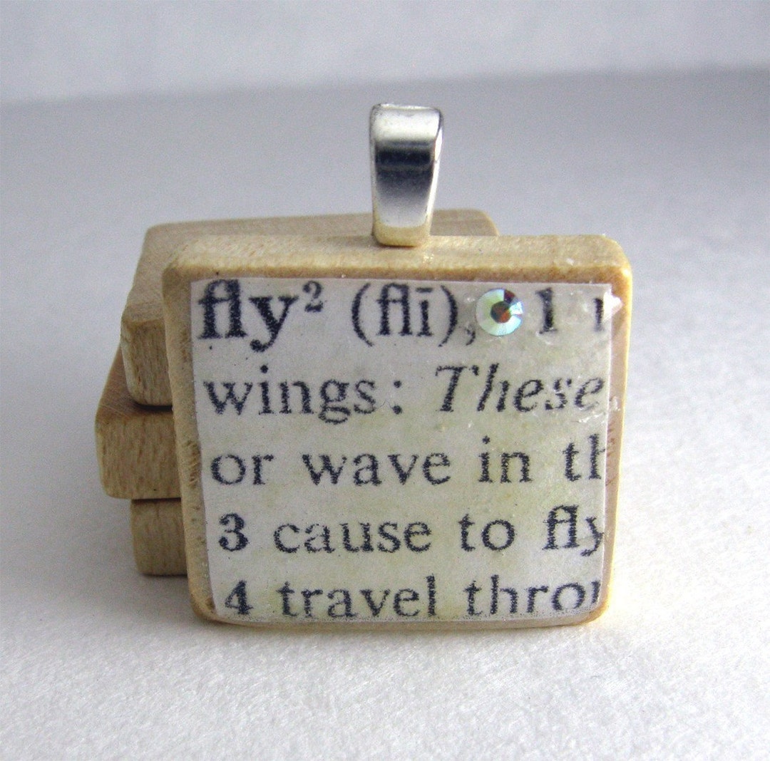 Fly - Vintage Dictionary Scrabble Tile With Swarovski Crystal - Etsy