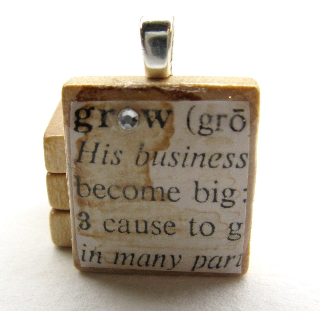 Grow - Vintage Dictionary Scrabble Tile With Swarovski Crystal - Etsy