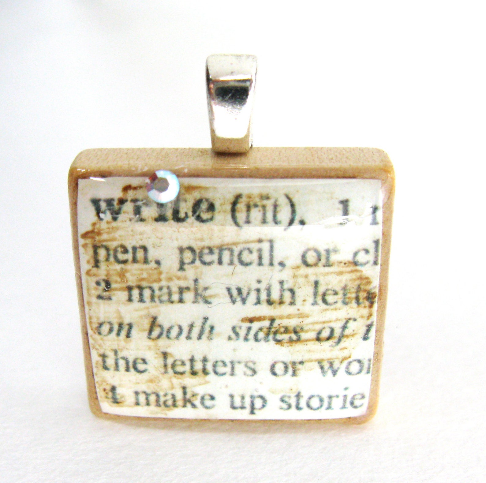 Write Vintage Dictionary Scrabble Tile With Swarovski - Etsy