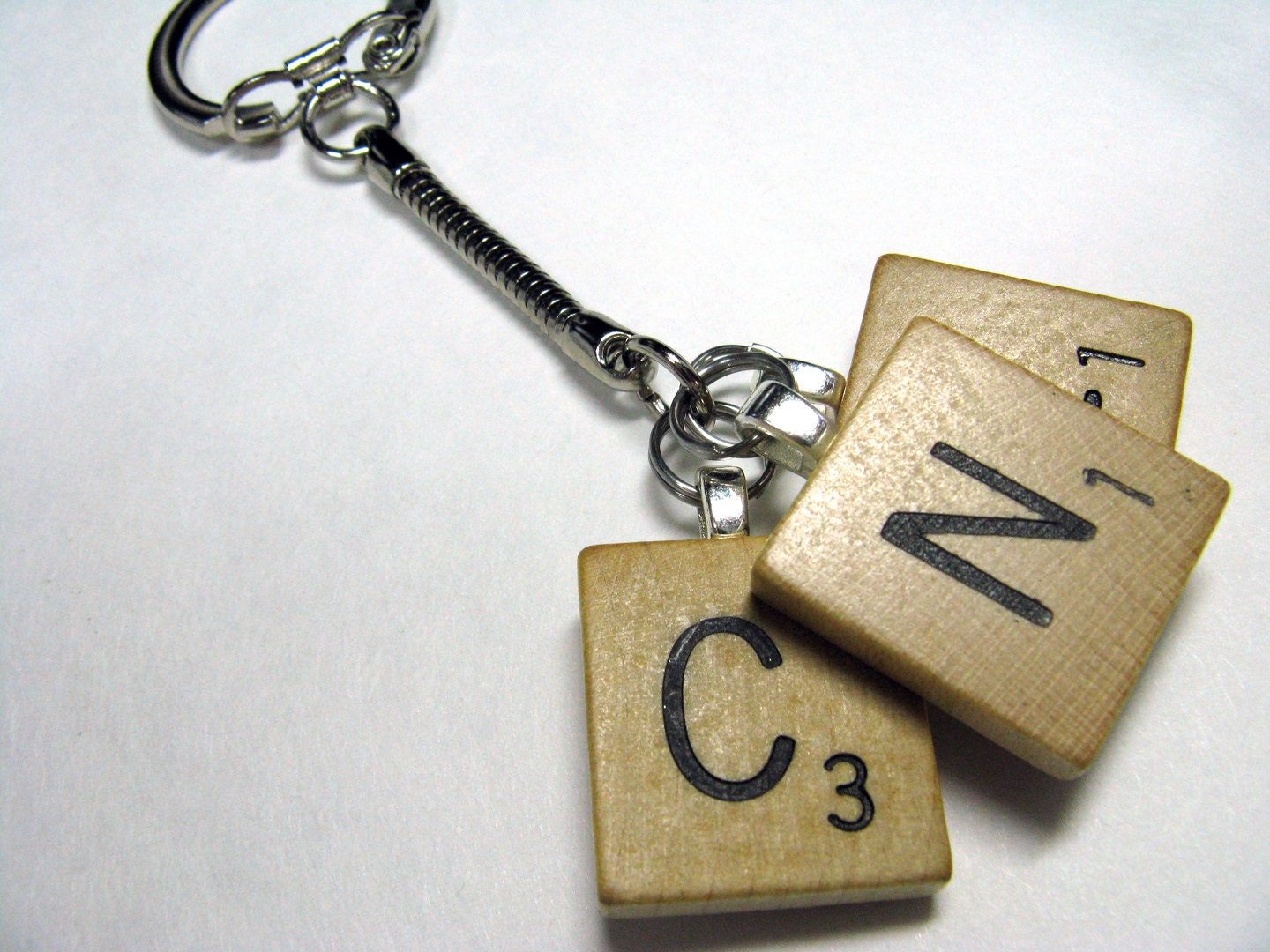 Scrabble Tile Keychain With 3 Initials - Great Personalized Gift - Etsy