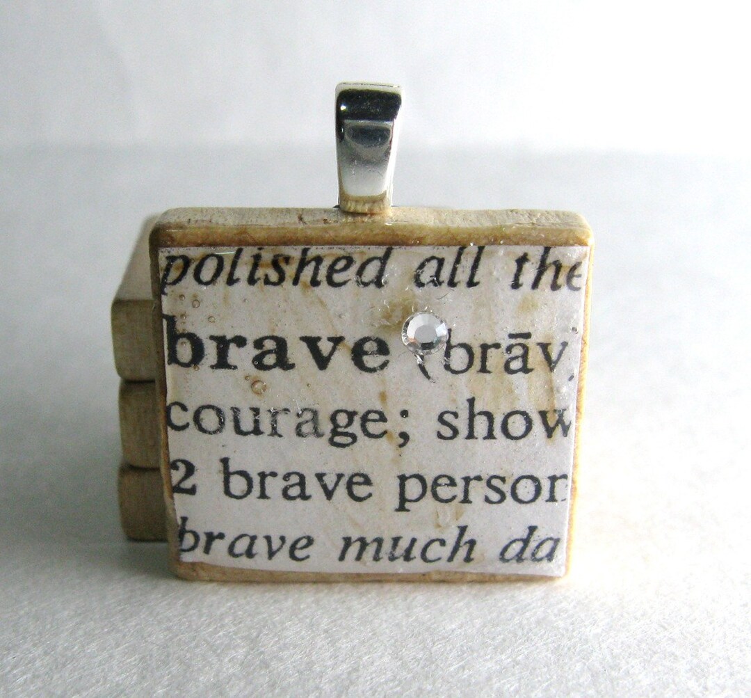 Brave - Vintage Dictionary Scrabble Tile With Swarovski Crystal - Etsy