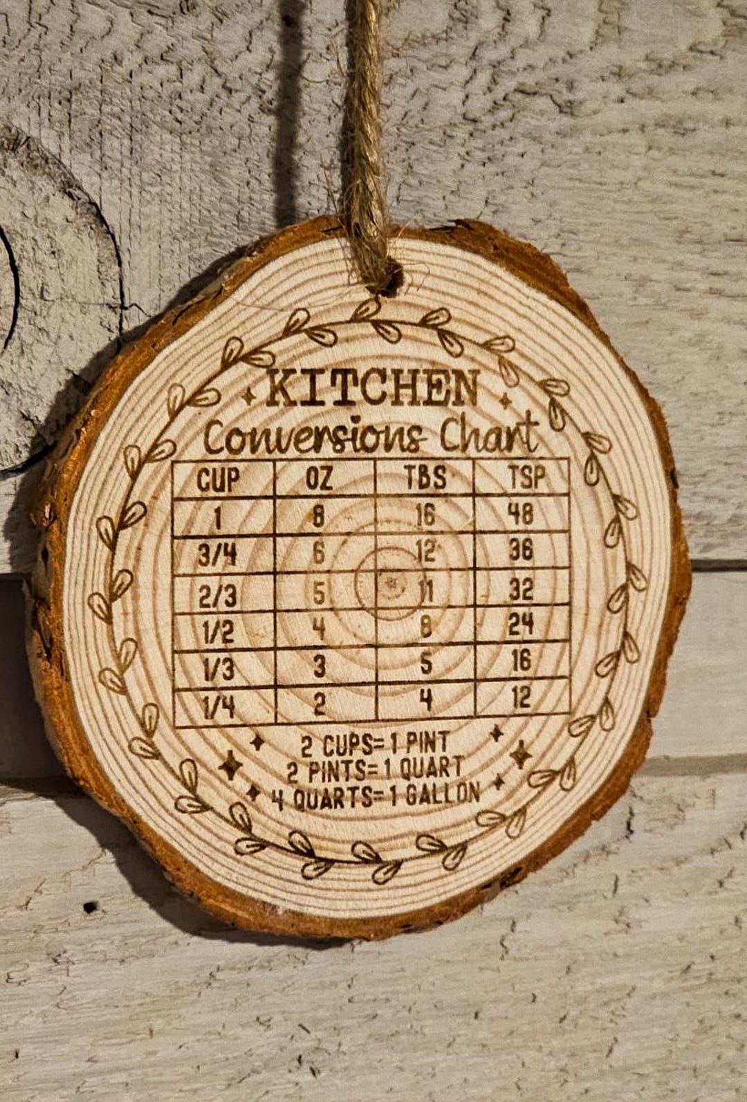 Country Kitchen Conversion Chart and Cooking Temperatures on a Round ...