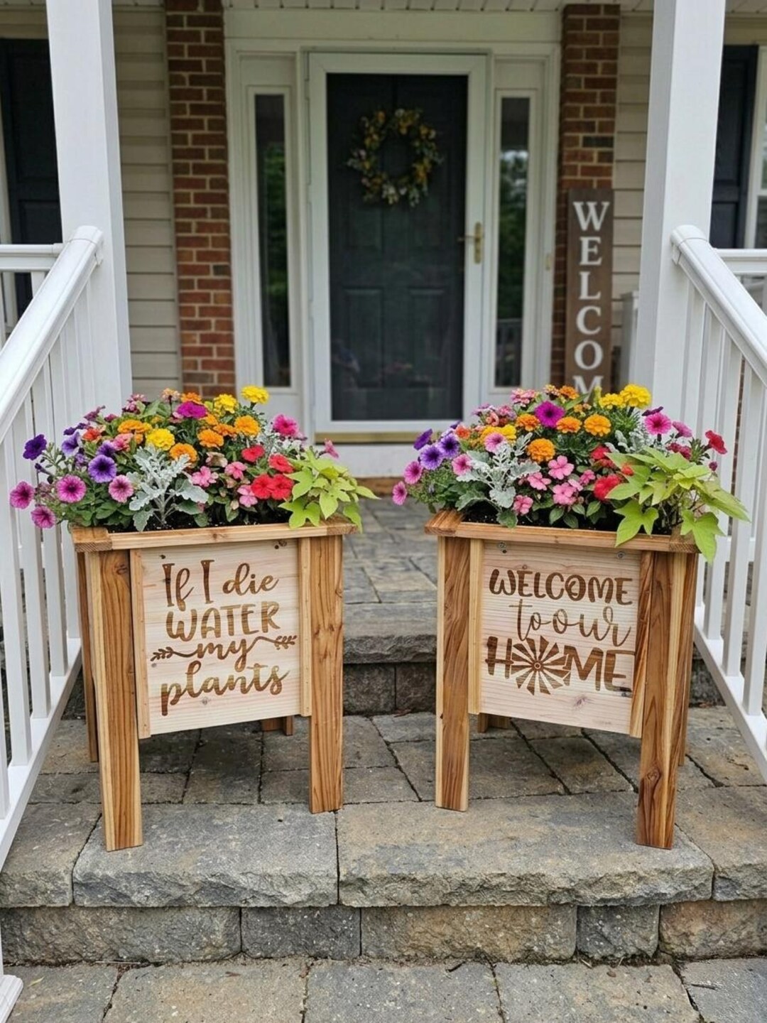 Interchangeable Cedar Planter Faceplates | Laser Engraved Seasonal ...