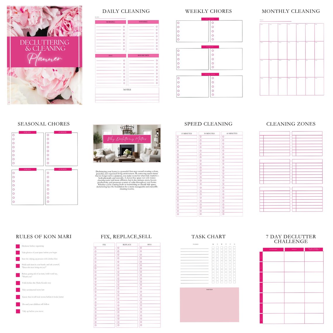 32-page Declutter & Cleaning Planner: Home Organization Checklist ...