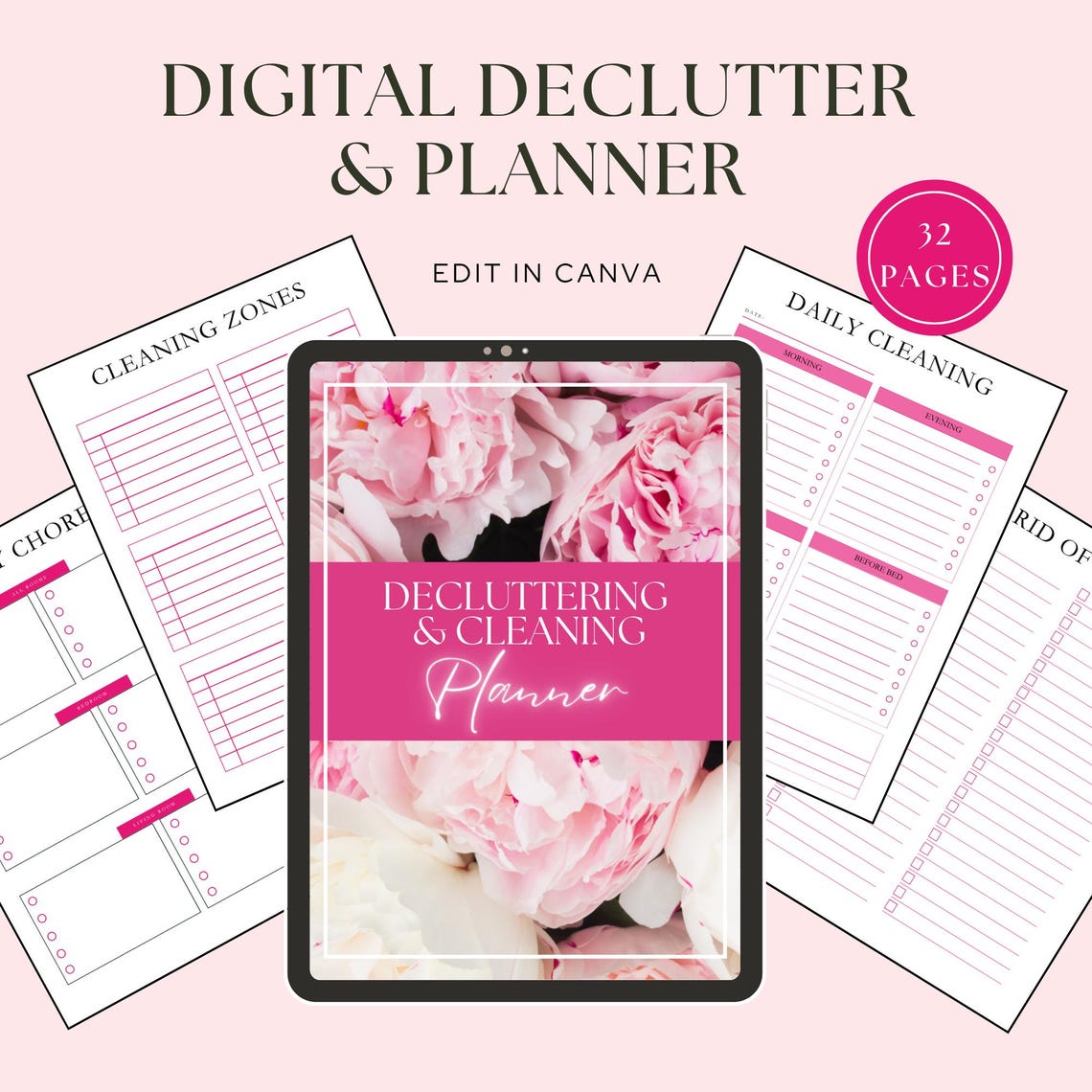 32-page Declutter & Cleaning Planner: Home Organization Checklist ...