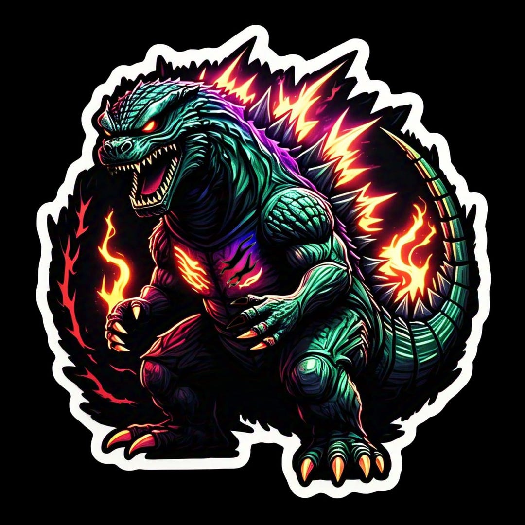 Godzilla Atomic Fury Sticker - Waterproof, Laptop Decal, Monster Art - Etsy