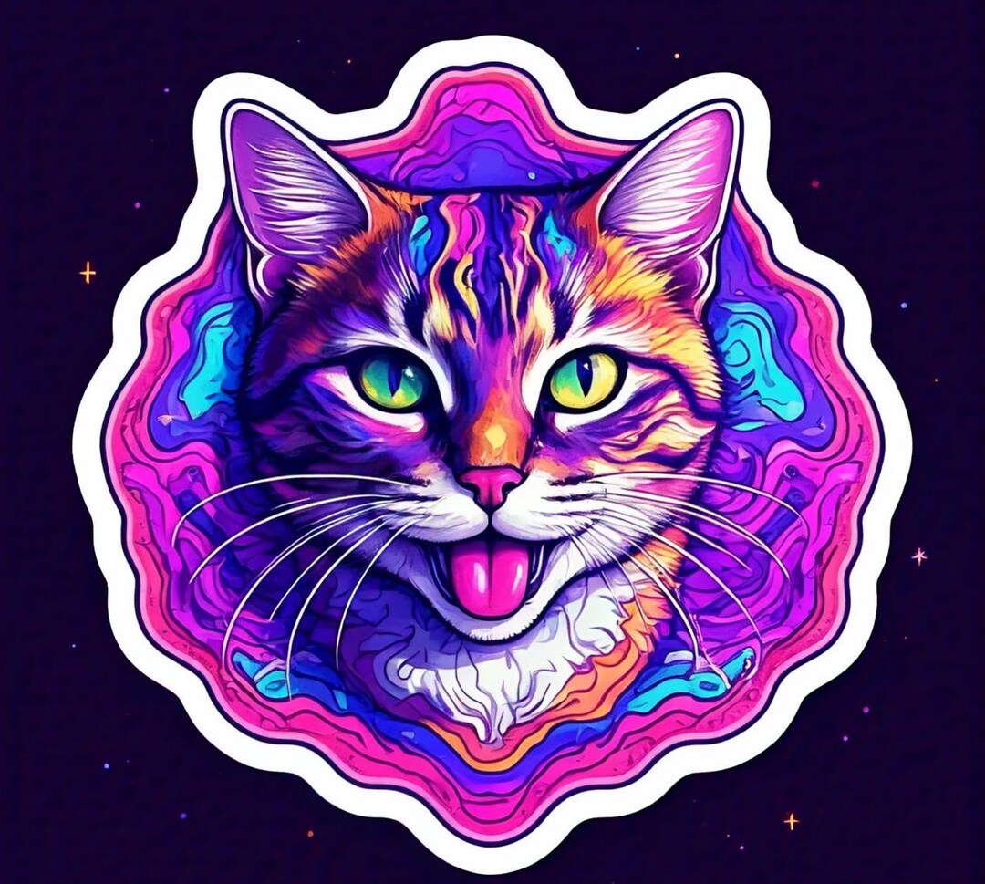 Cute Cosmic Cat Sticker Waterproof, Cute Sticker, Cat Gift - Etsy