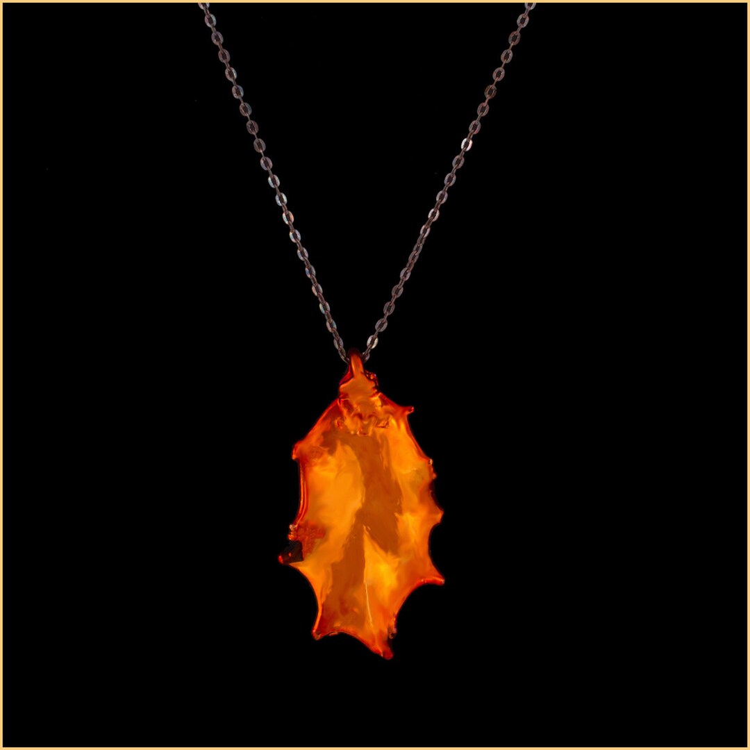Iridescent Copper Real Holly Leaf Pendant With Copper Chain - Gift ...