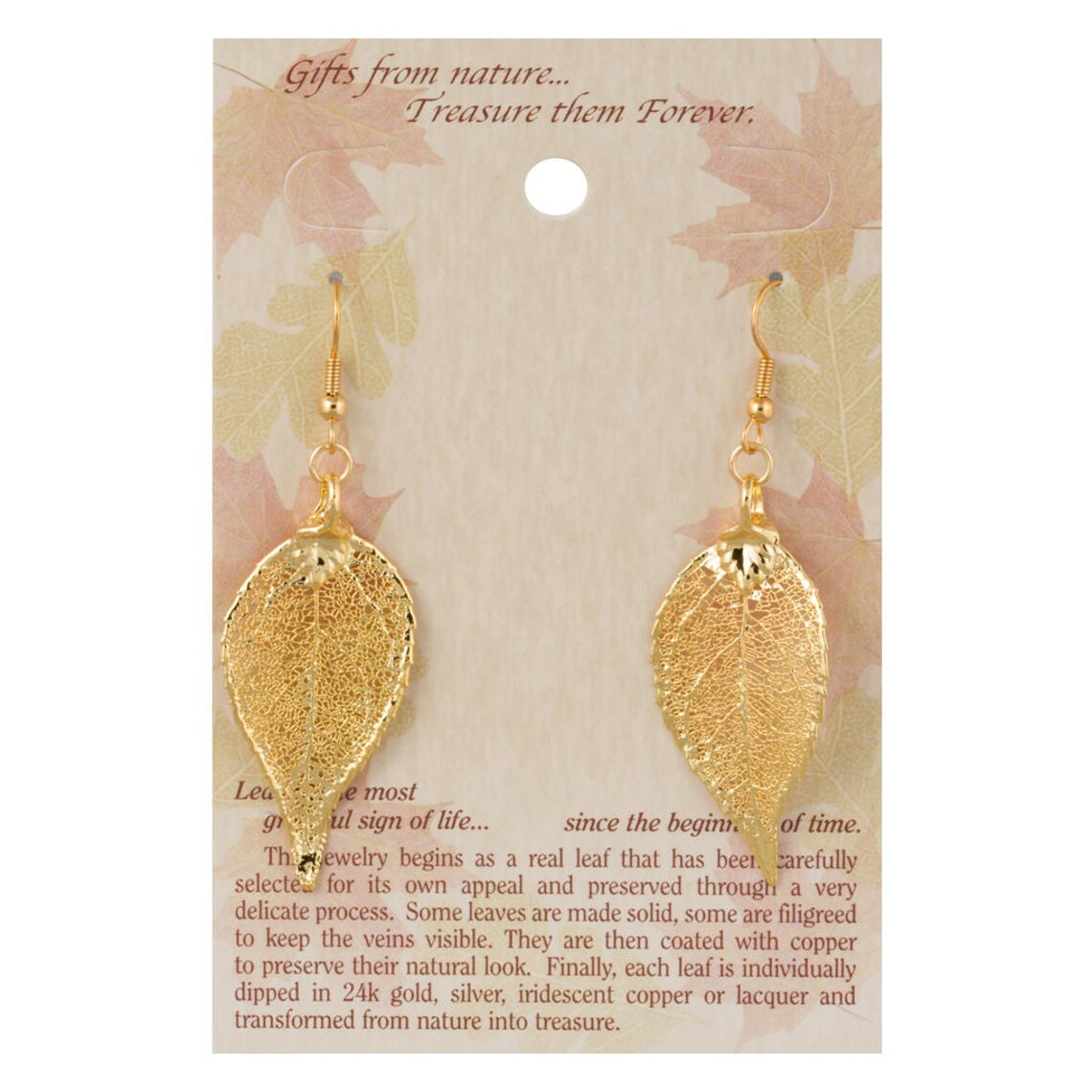 24k Gold Real Evergreen Leaf Earrings With French Hooks - Carded - Etsy