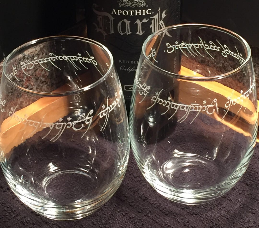 Elvish One Ring Stemless Wine Glasses (set of 2) - Etsy