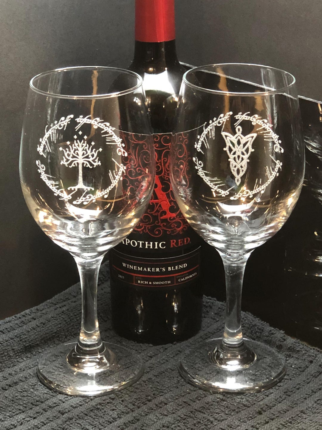 Elvish Glasses, Tree of Gondor, Evenstar Wine Glasses, His and Her ...