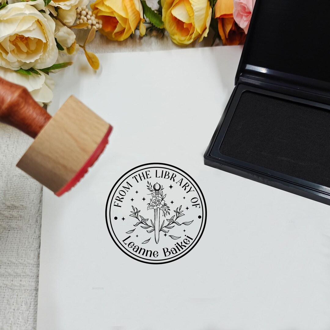 Custom From the Library of Stamp| Sword Stamp |personalized BOOK Stamp ...