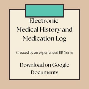 Electronic Medical History Log, Medication Log, Health Care Log, Health ...