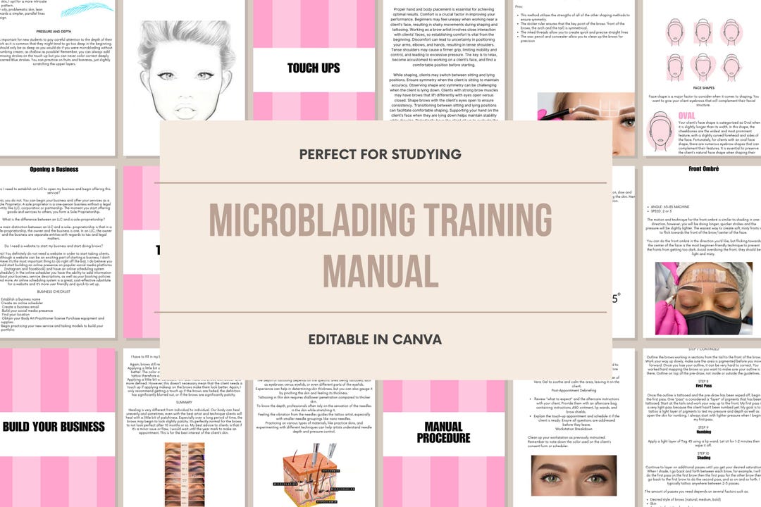Microblading Training Manual | 169 Page Editable Canva Guide for Brow Artists, Trainers ...