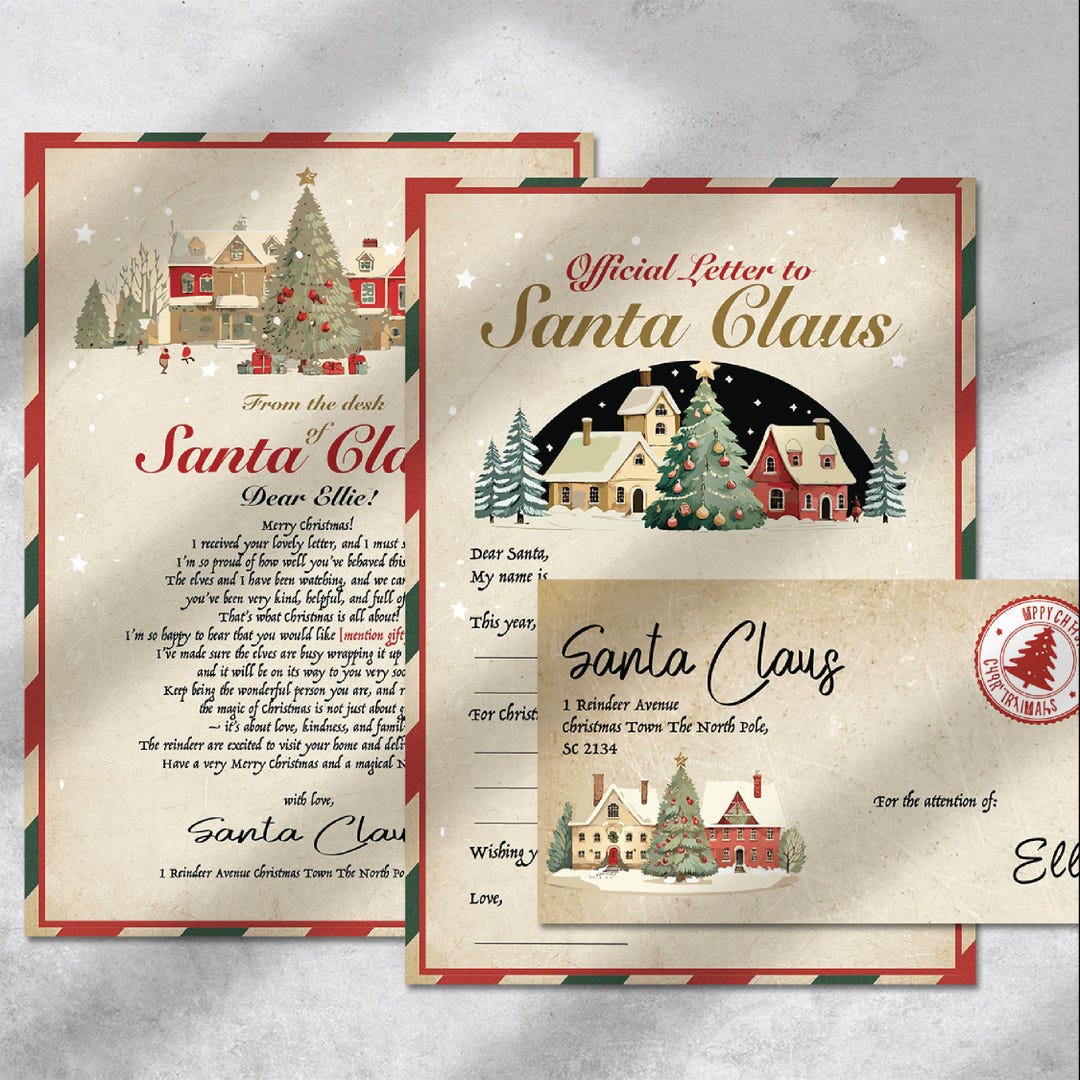 Editable Christmas Letter Set Template Personalized Holiday Letter ...