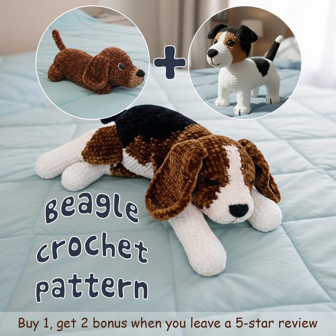 Beagle Crochet Pattern, Amigurumi Dog Pattern, Realistic Puppy Crochet ...