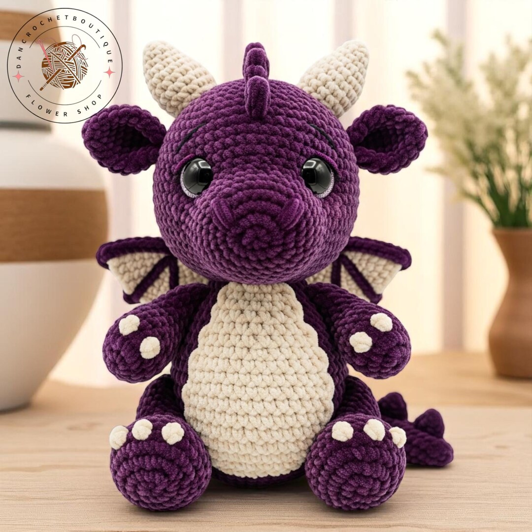 Custom Dragon Plush Handmade Crochet Toy, Cute Amigurumi Fantasy Animal ...