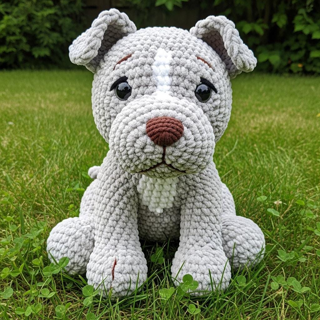 Handmade Crochet Pitbull Plushies, Velvet Amigurumi Toy Set, Easy ...