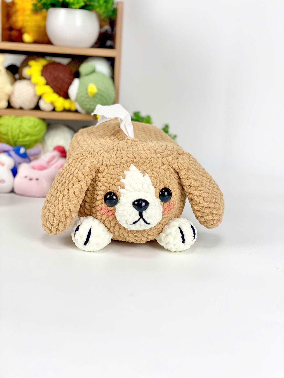 Brown Dog Tissue Box Handmade, Dog Tissue Box, Cute Dog Tissue Holder ...