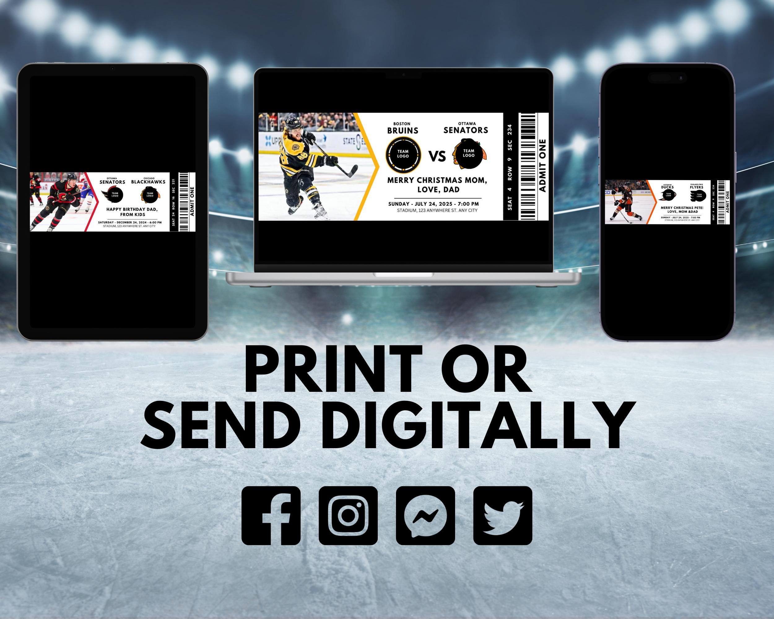 Editable Hockey Ticket Template, Surprise Gift Hockey Tickets, Hockey ...