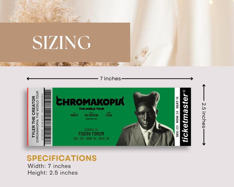 Editable Tyler the Creator Concert Ticket, Chromakopia the World Tour ...