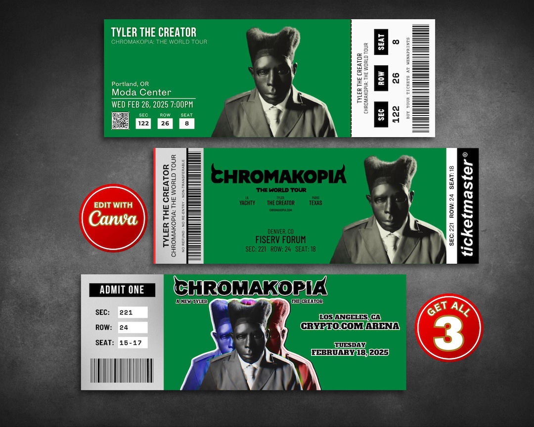 Editable Tyler the Creator Concert Ticket, Chromakopia the World Tour ...