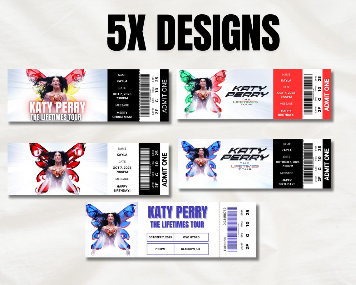 Editable Katy Perry Concert Ticket, Printable the Lifetimes Tour 2025 ...
