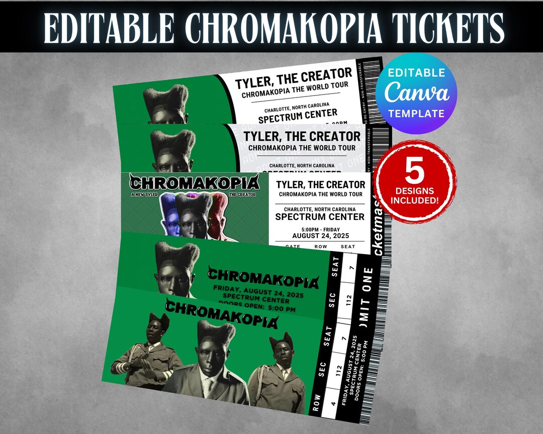 Editable Tyler the Creator Concert Ticket, Printable Chromakopia World ...