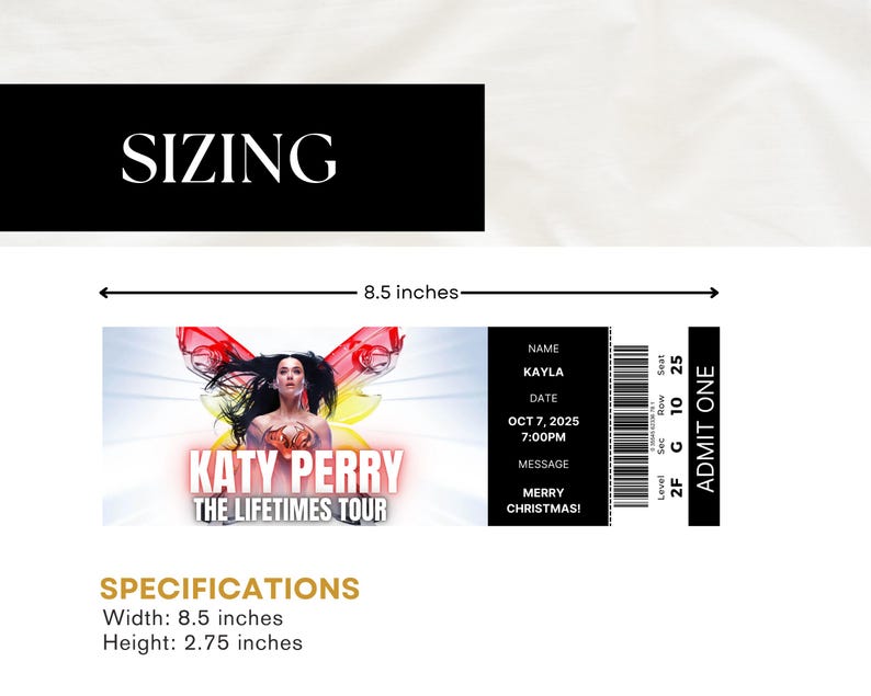 Editable Katy Perry Concert Ticket, Printable the Lifetimes Tour 2025, Surprise Souvenir Concert ...