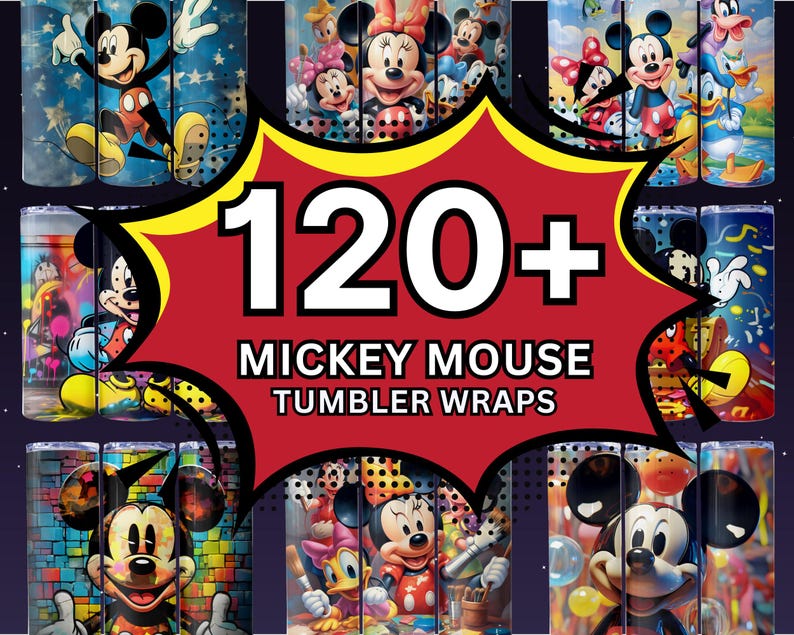 120+ Mickey Tumbler Wrap Bundle, 20 Oz Skinny Tumbler Wrap, 20 Oz ...