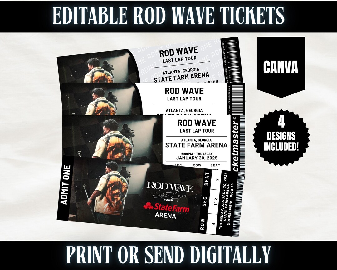 Editable Rod Wave Last Lap Tour Concert Ticket, Surprise Souvenir ...