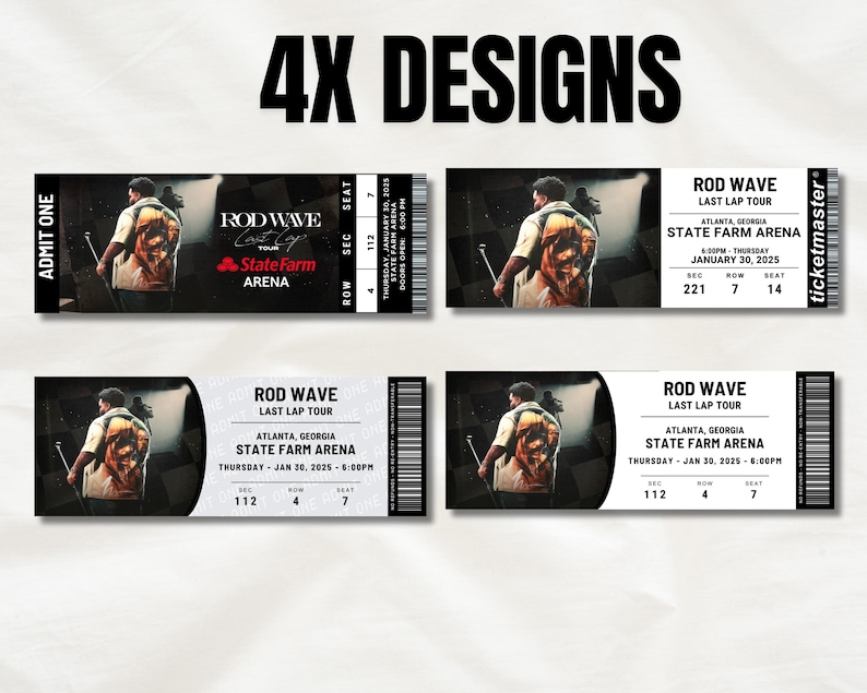 Editable Rod Wave Last Lap Tour Concert Ticket, Surprise Souvenir ...