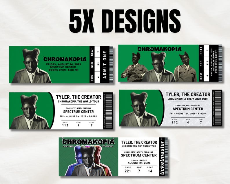 Editable Tyler the Creator Concert Ticket, Printable Chromakopia World ...