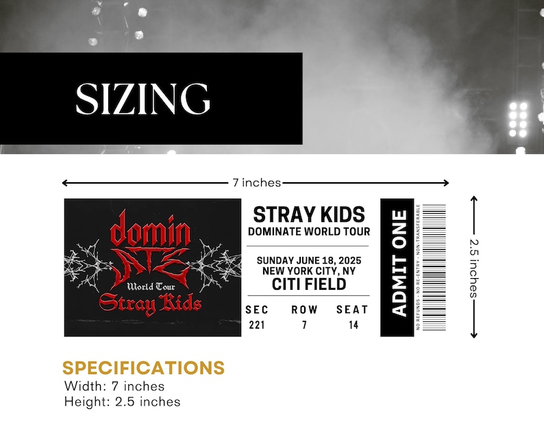 Editable Stray Kids Dominate Concert Ticket, Dominate World Tour North ...