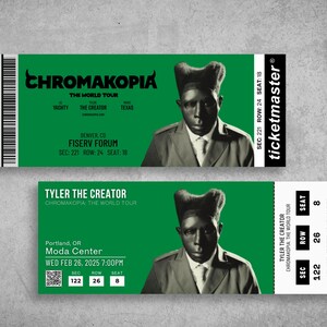 Editable Tyler the Creator Concert Ticket, Chromakopia the World Tour ...