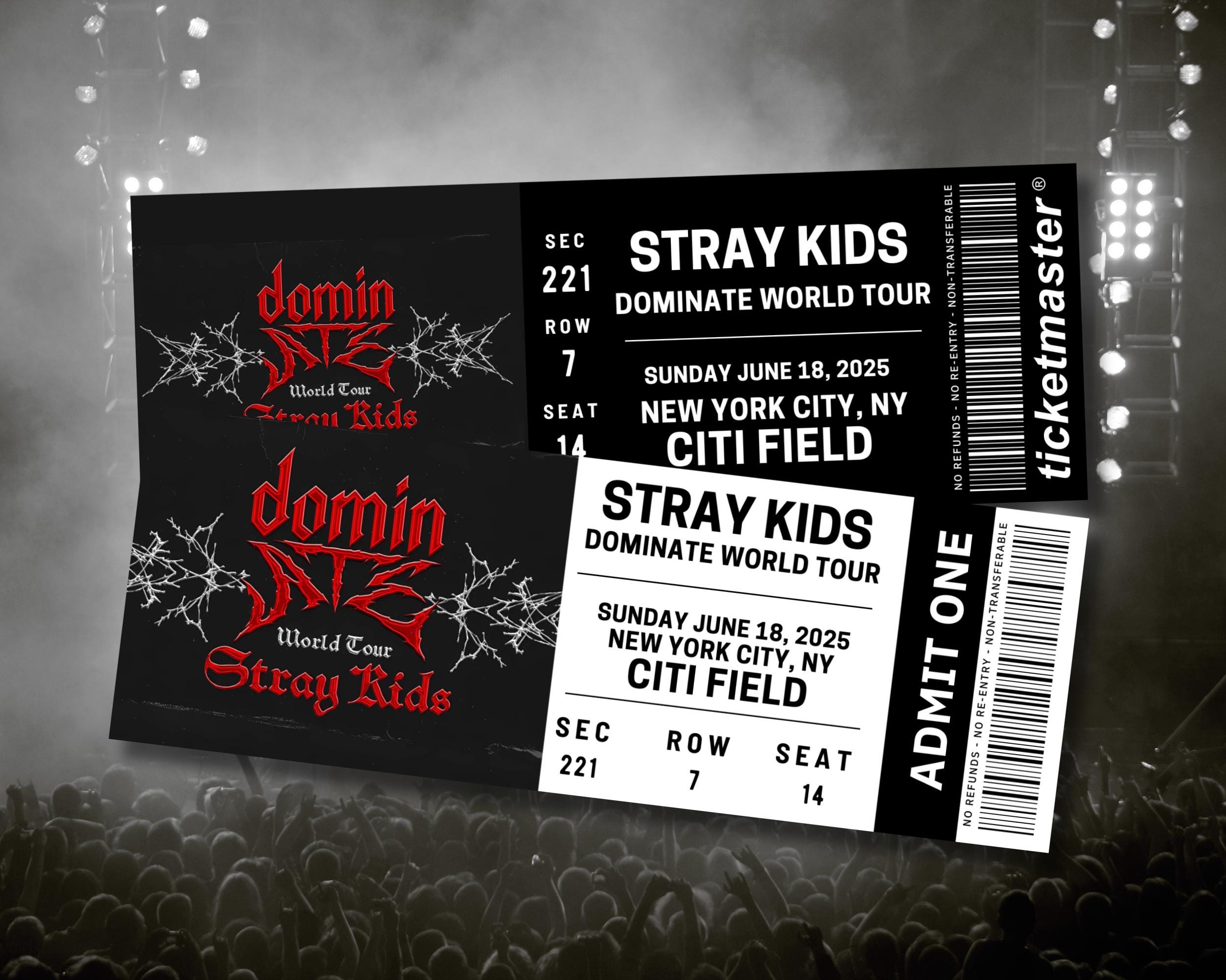 Editable Stray Kids Dominate Concert Ticket, Dominate World Tour North America, Stray Kids Kpop ...