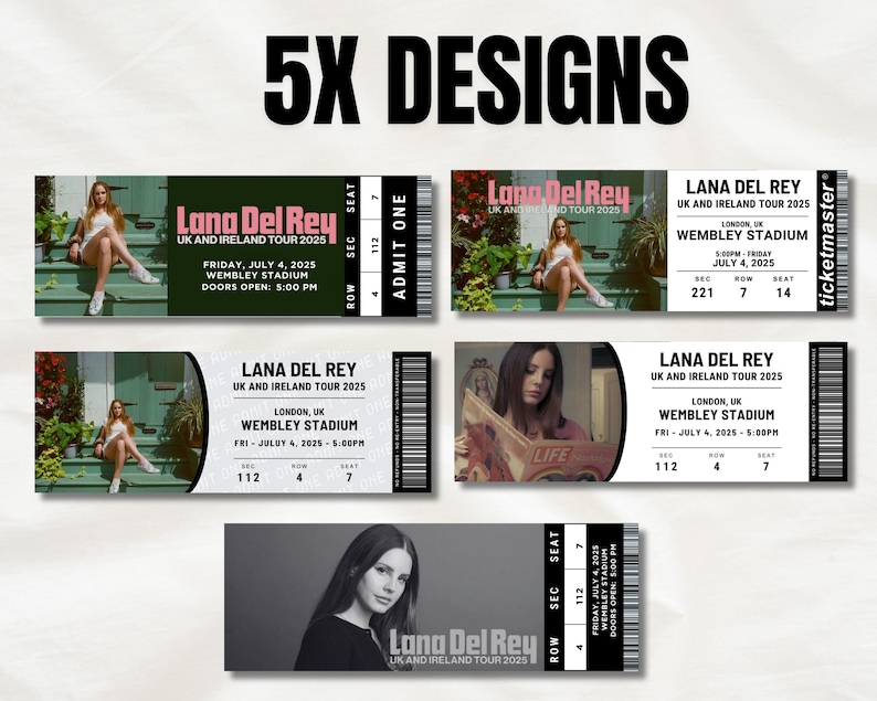 Lana Del Rey 2025 UK and Ireland Tour, Customizable Concert Tickets ...