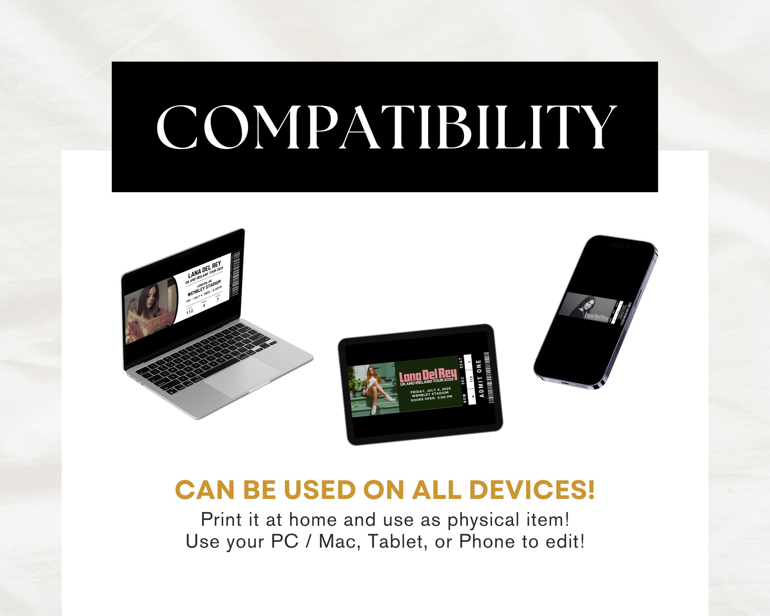 Lana Del Rey 2025 UK and Ireland Tour, Customizable Concert Tickets ...