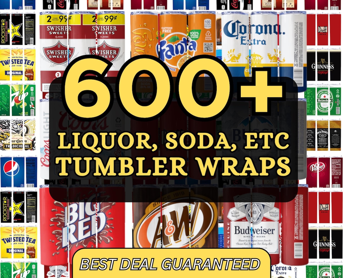 Liquor and Soda 600+ Tumbler Wrap Bundle, 20oz Sublimation Skinny ...