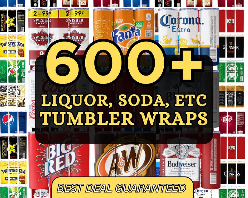 Liquor and Soda 600+ Tumbler Wrap Bundle, 20oz Sublimation Skinny ...